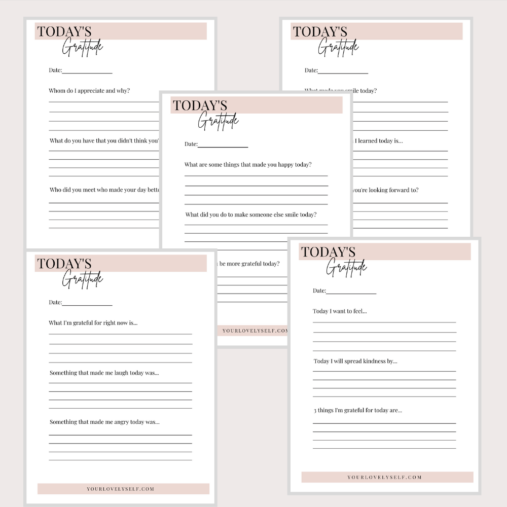 7 Page Daily Gratitude Template - Your Lovely Self