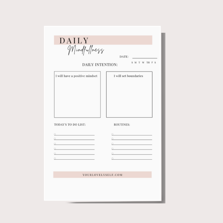 Daily Mindfulness Printable - Your Lovely Self